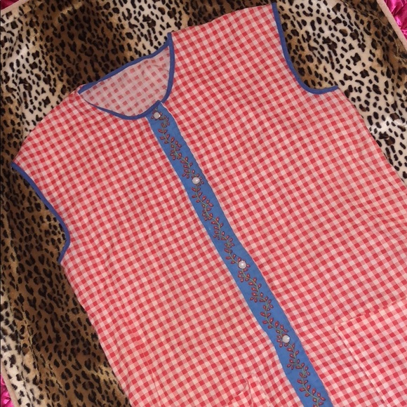 Vintage | Tops | Vintage Checkered Vest Medium Large Red White Blue ...